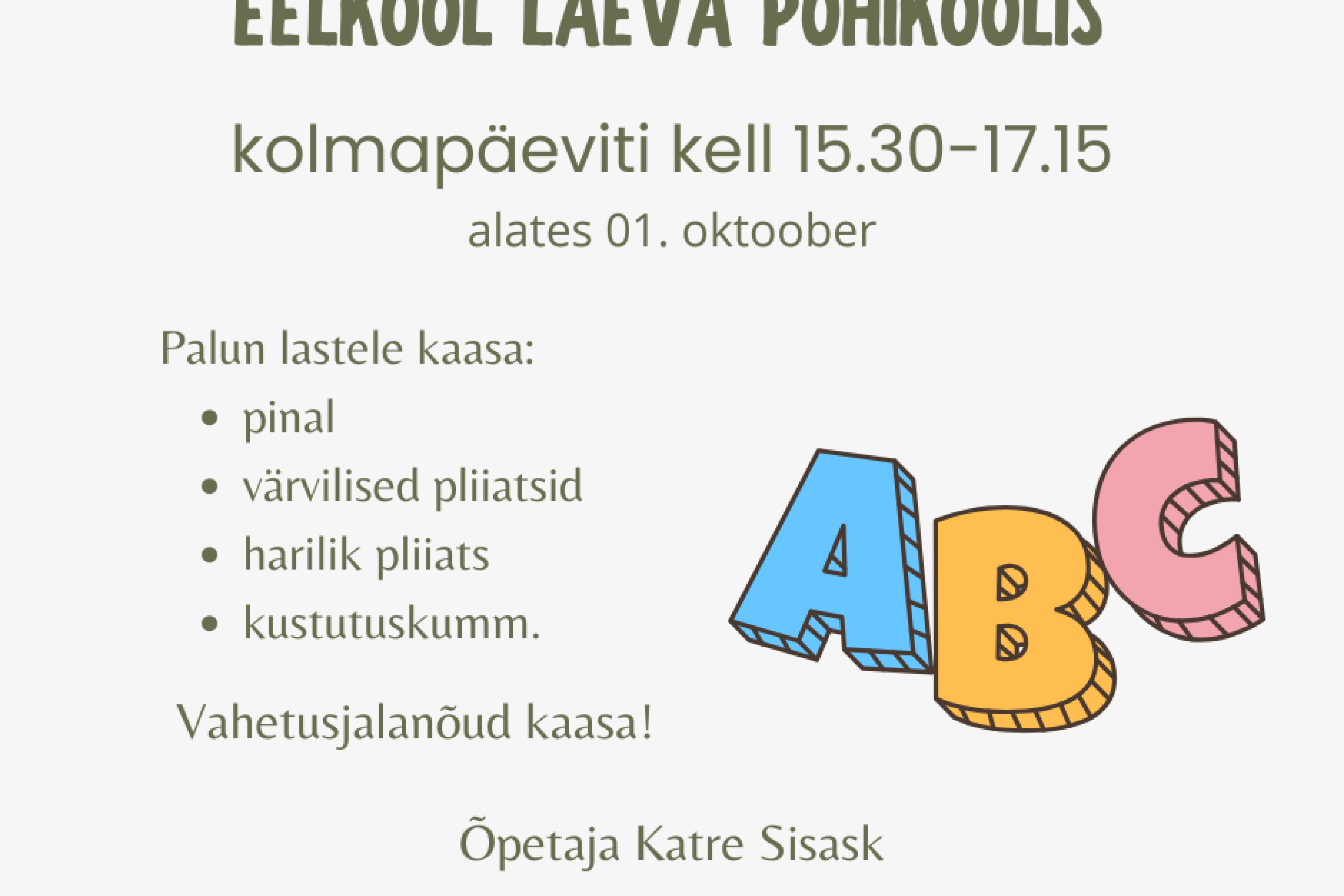 Eelkool | Laeva Põhikool